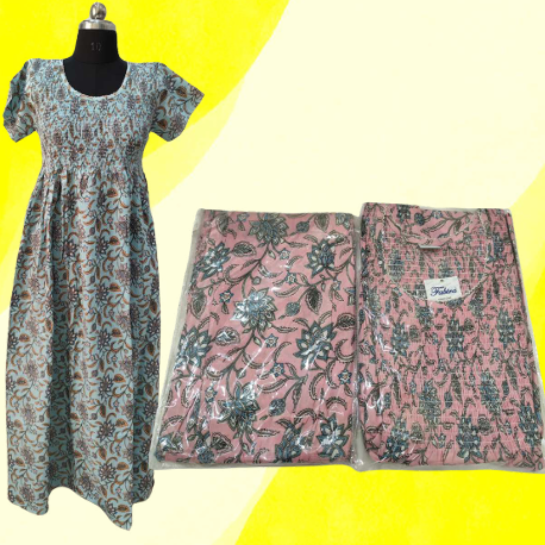 Handblocked Kalamkari Cotton Smock Frock - Free Size - Pink – fabira store